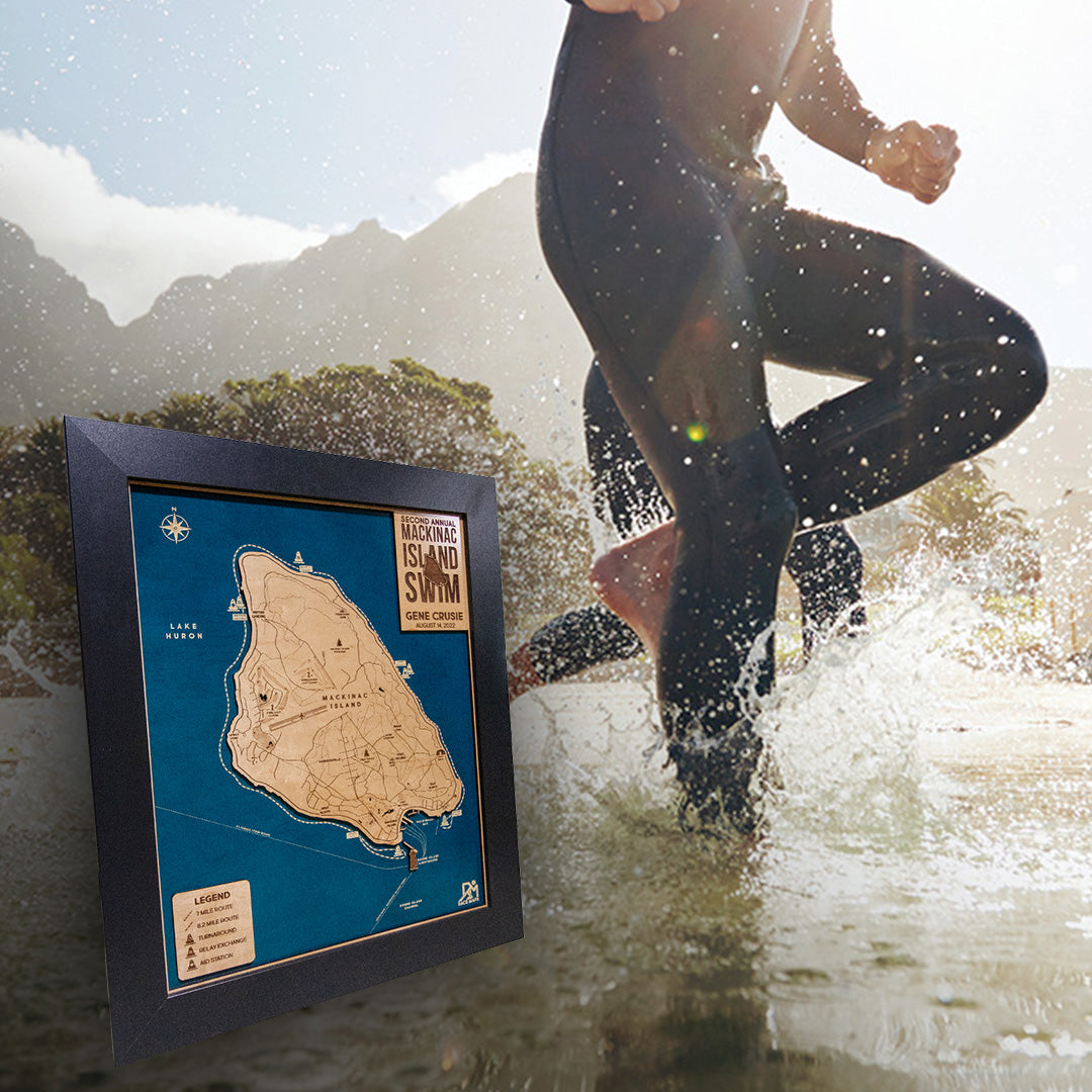 Swimming Maps | Wooden Map Art | Race Maps
