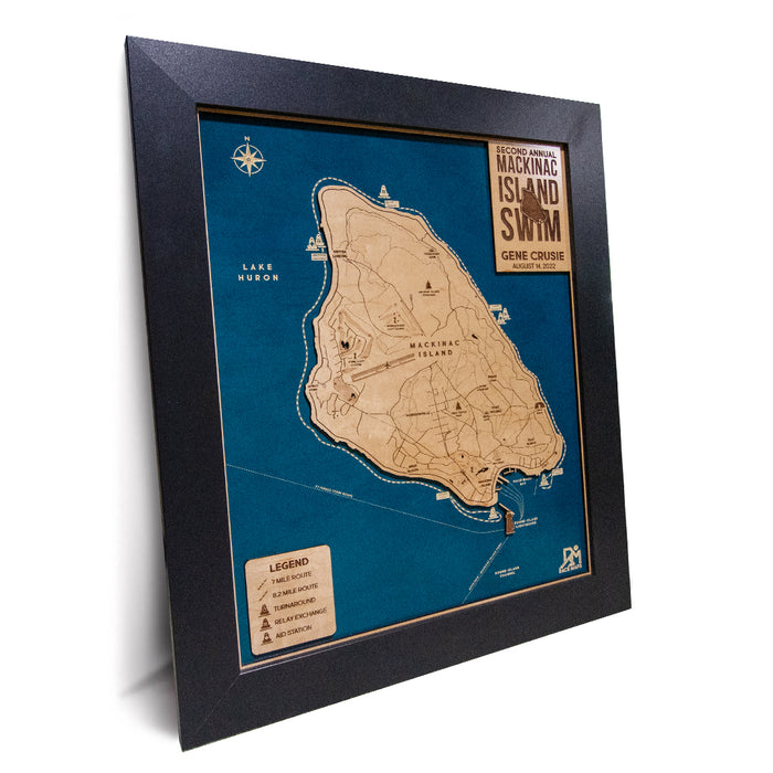 Custom Swim Map | Wooden Map Art | Race Maps