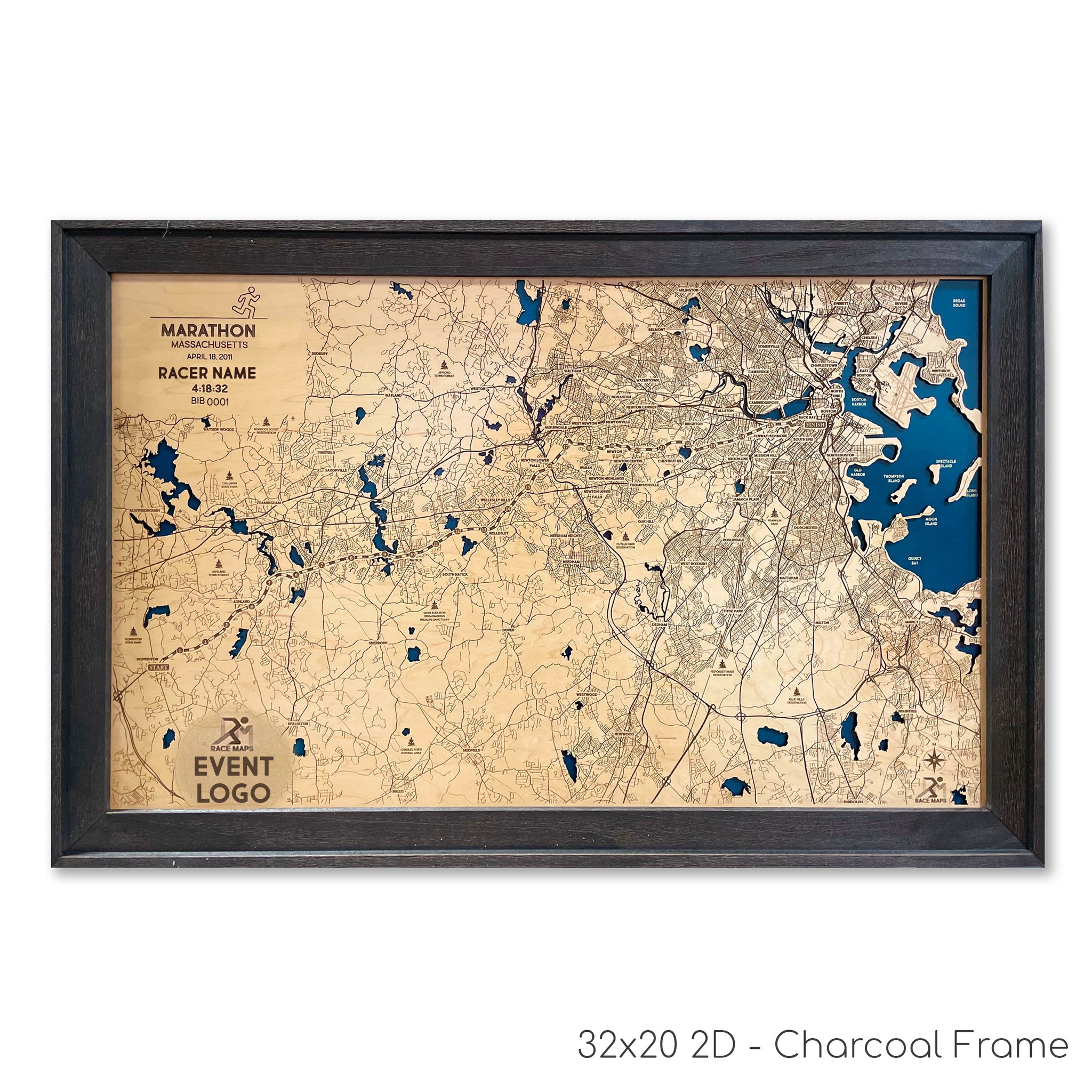 Custom Marathon Map | Wooden Map Art | Race Maps
